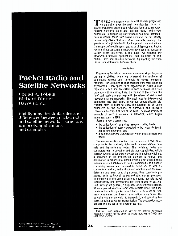 Packet radio and satellite networks | IEEE Journals & Magazine | IEEE ...