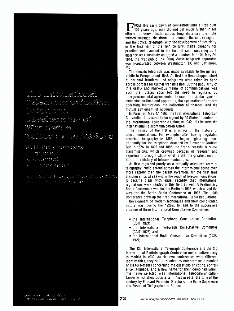 The international telecommunication union and development of worldwide ...