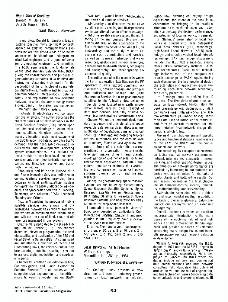 Book reviews - Local networks, an introduction | IEEE Journals ...