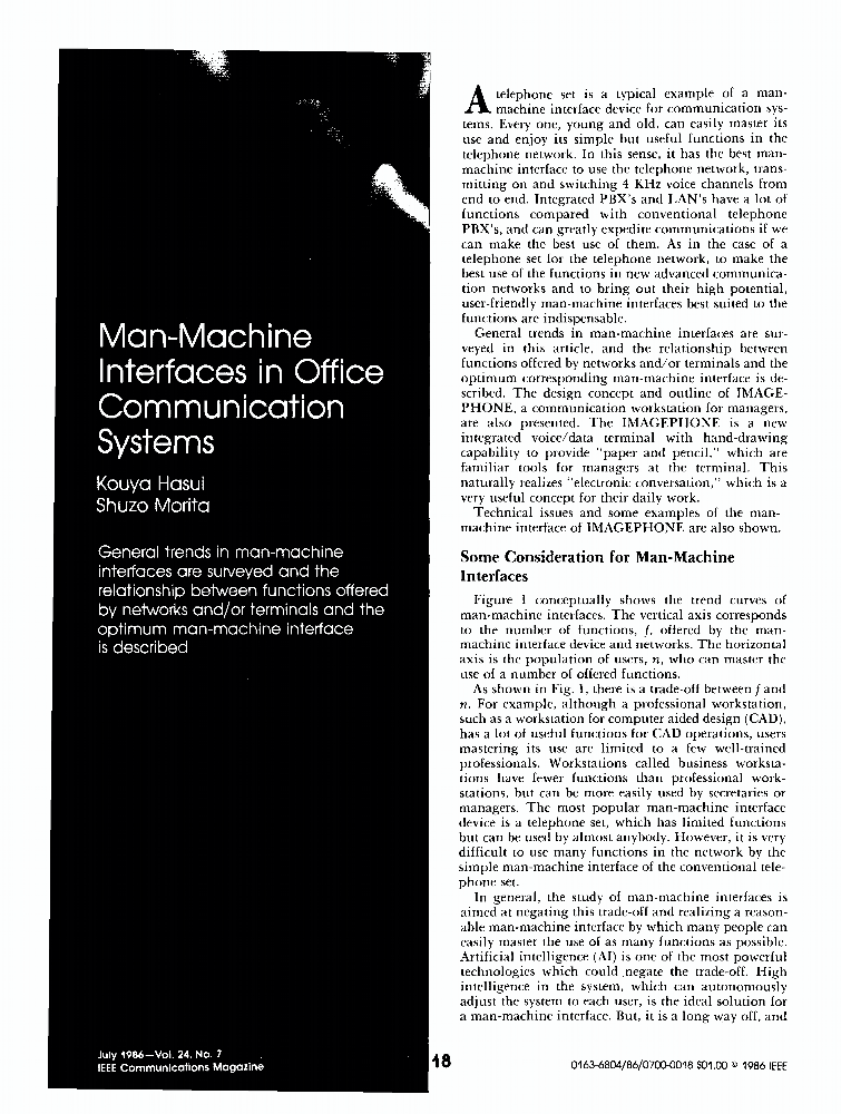 Man-machine interfaces in office communication systems | IEEE Journals ...