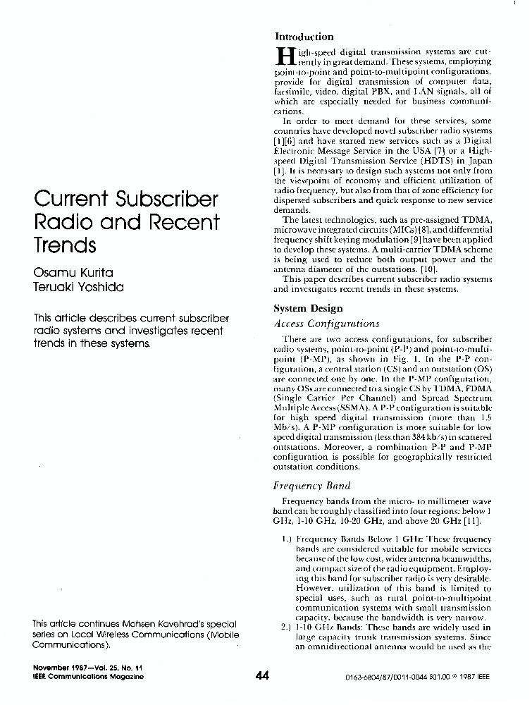 Current subscriber radio and recent trends | IEEE Journals & Magazine ...