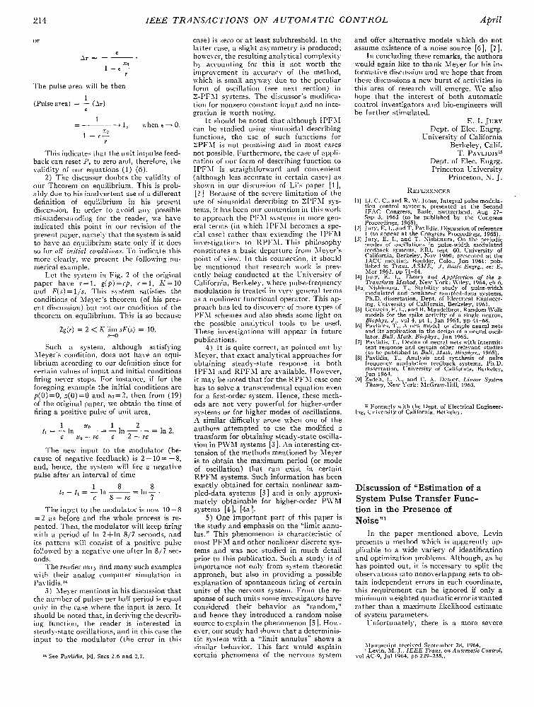 Discussion of "Estimation of a system pulse transfer function in the ...