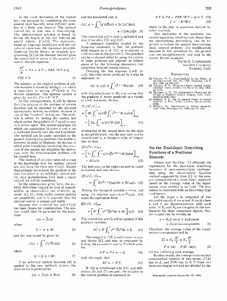 On the dual-input describing functions of a nonlinear element | IEEE Journals & Magazine | IEEE ...