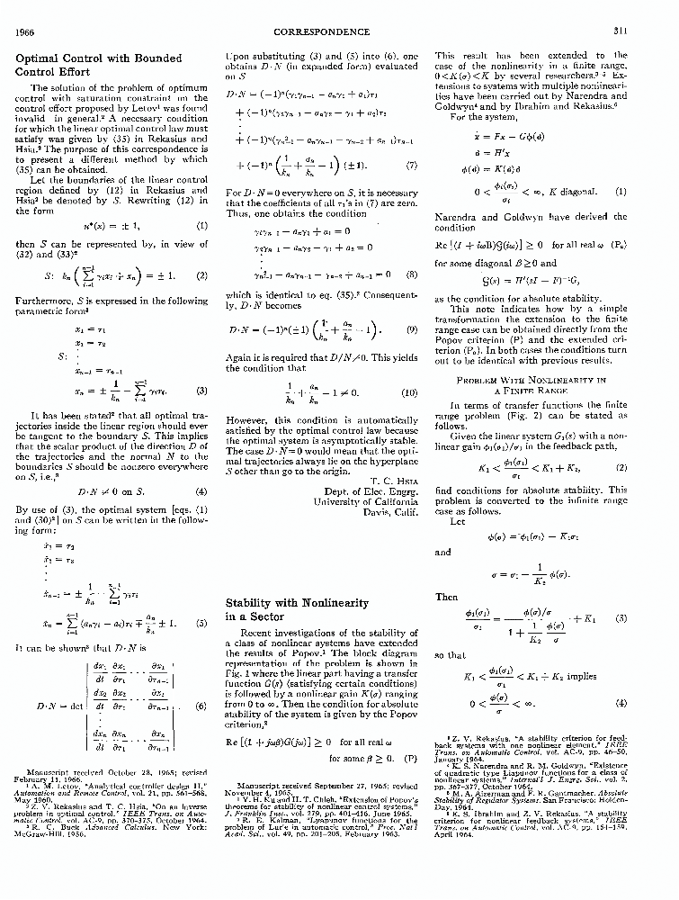 Optimal control with bounded control effort | IEEE Journals & Magazine ...