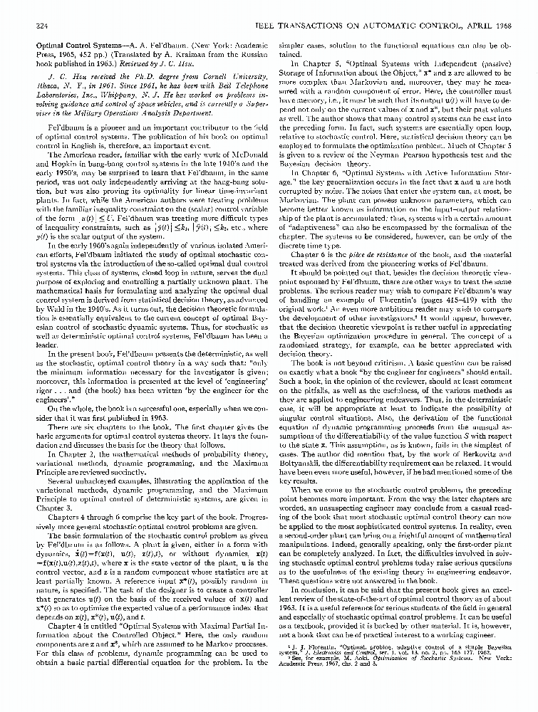 Optimal control systems | IEEE Journals & Magazine | IEEE Xplore