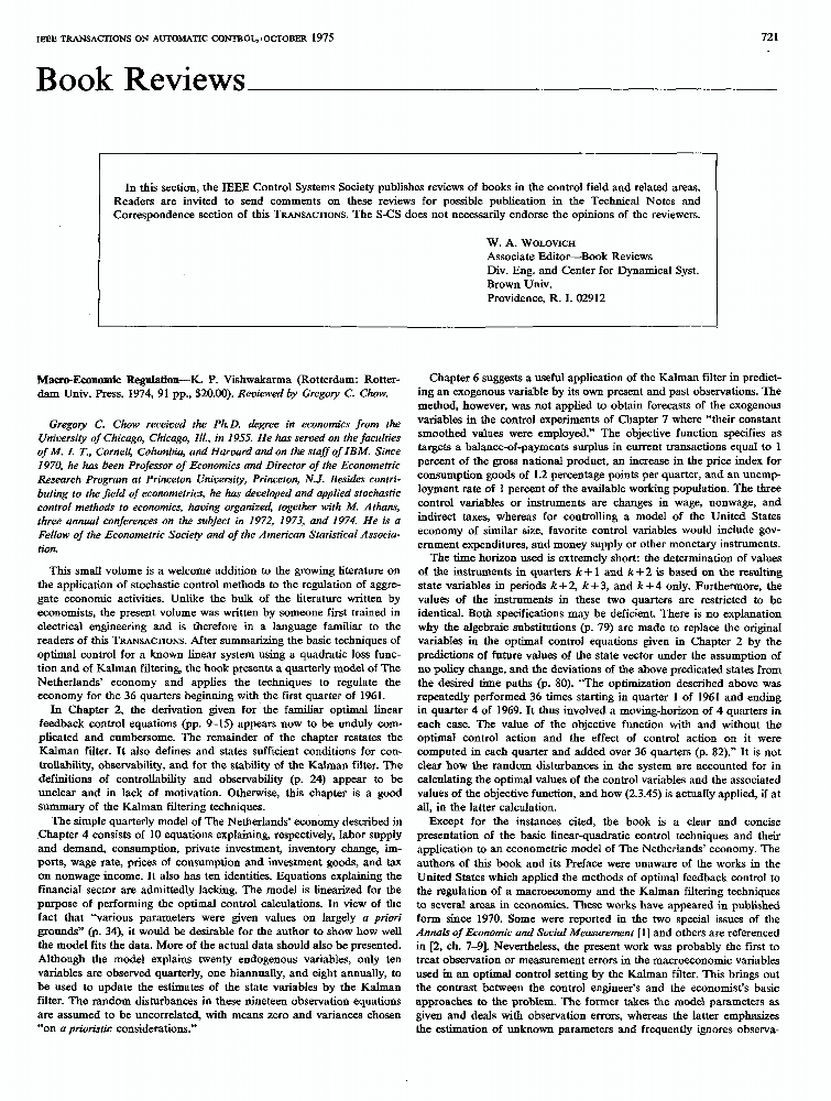 Macro-economic regulation [Book Reviews] | IEEE Journals & Magazine ...