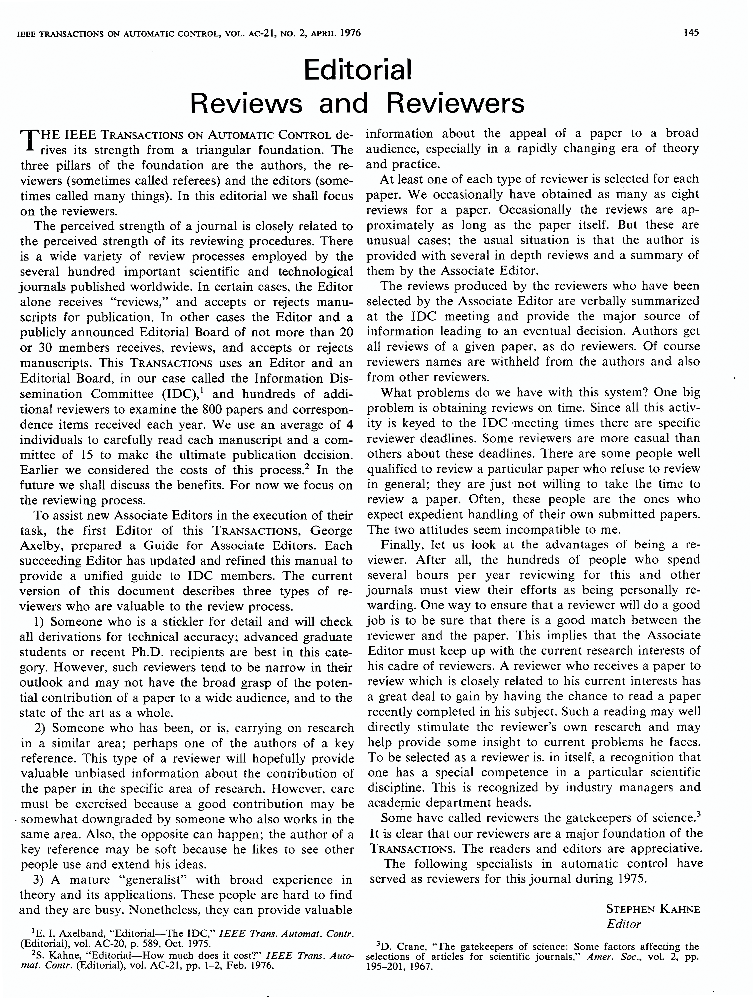 Editorial reviews and reviewers | IEEE Journals & Magazine | IEEE Xplore