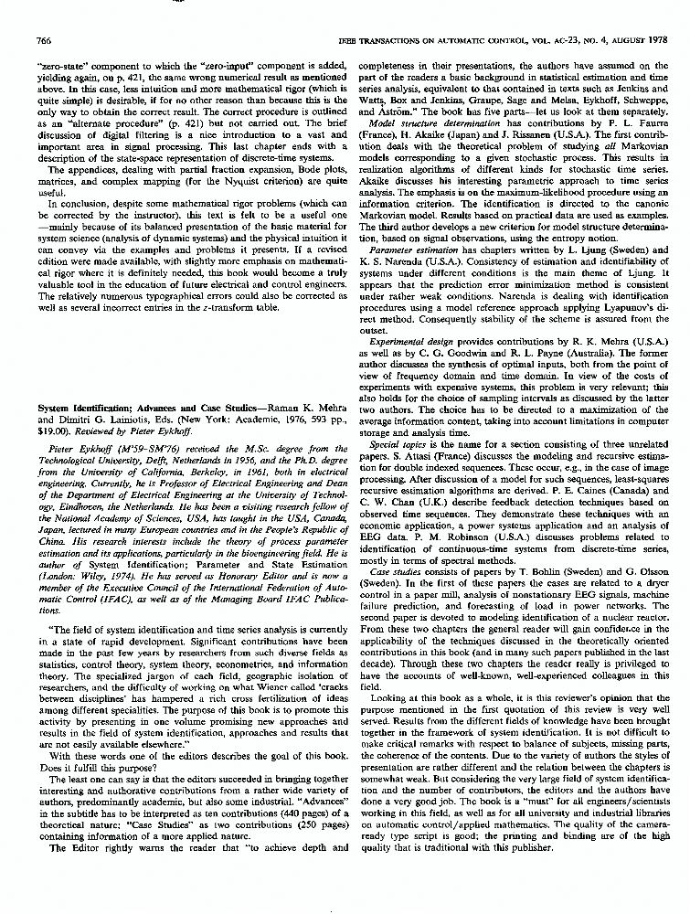 System identification; Advances and case studies | IEEE Journals & Magazine | IEEE Xplore