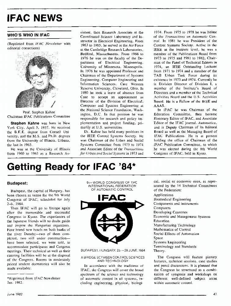 Getting ready for IFAC '84 | IEEE Journals & Magazine | IEEE Xplore
