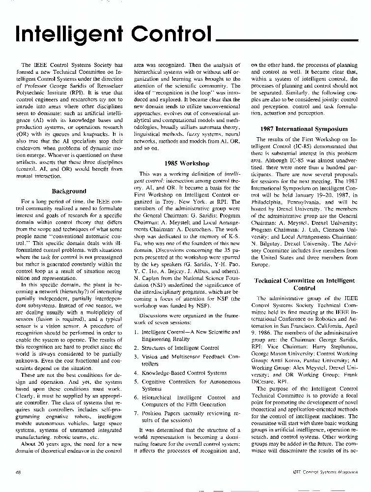 Intelligent control | IEEE Journals & Magazine | IEEE Xplore