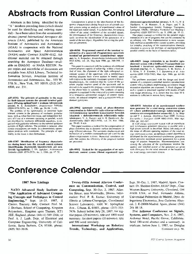 Abstracts from Russian control literature | IEEE Journals & Magazine ...