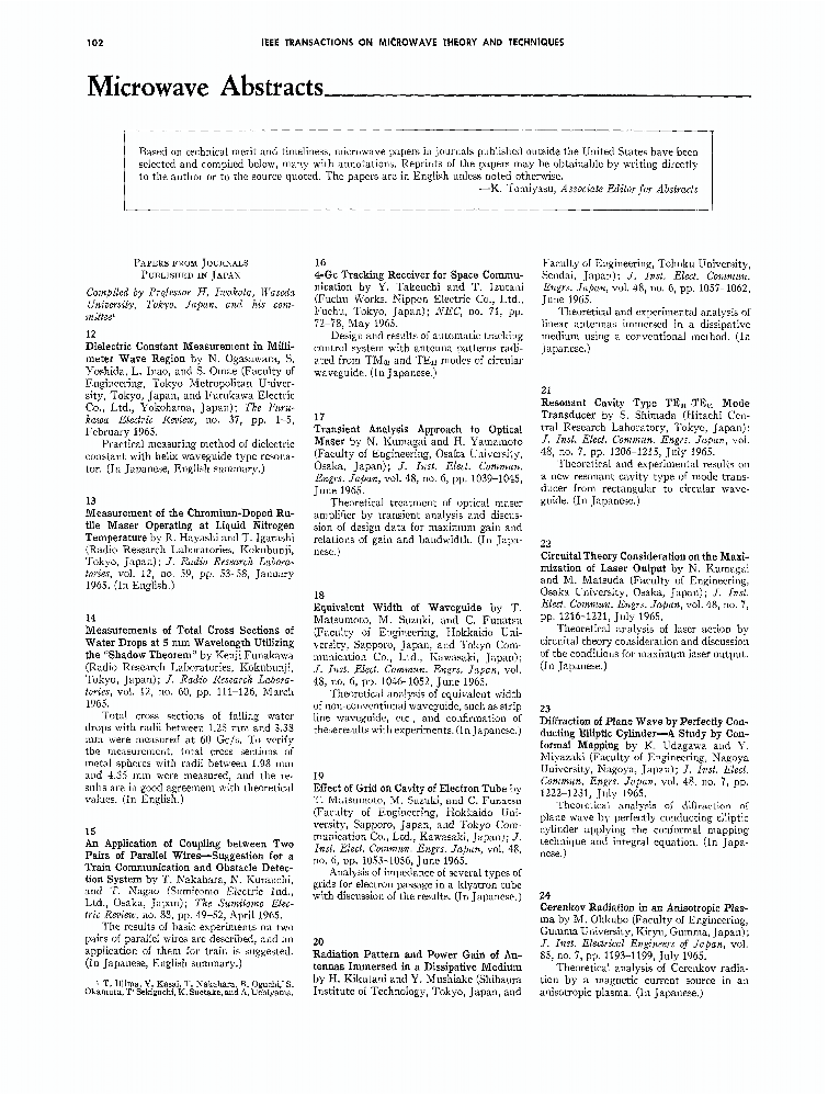 Microwave abstracts | IEEE Journals & Magazine | IEEE Xplore