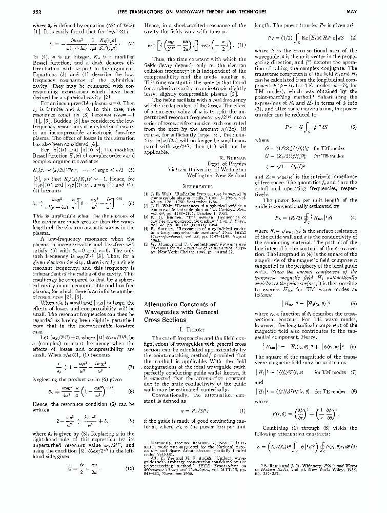 Attenuation Constants Of Waveguides With General Cross Sections Correspondence Ieee Journals