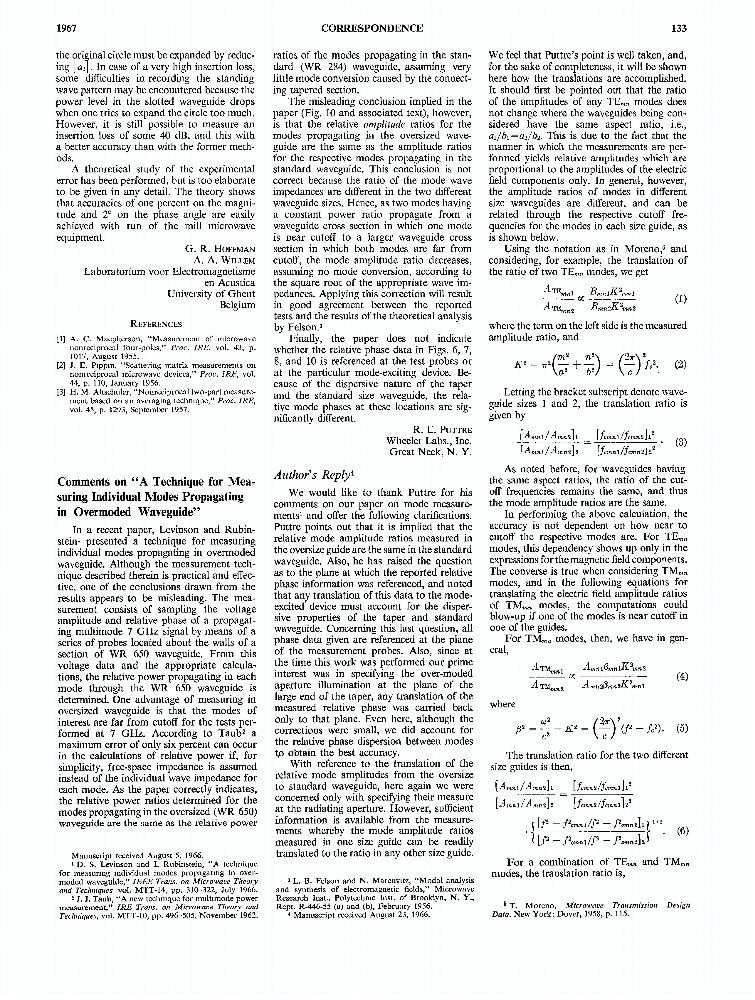 Comments On A Technique For Measuring Individual Modes Propagating In