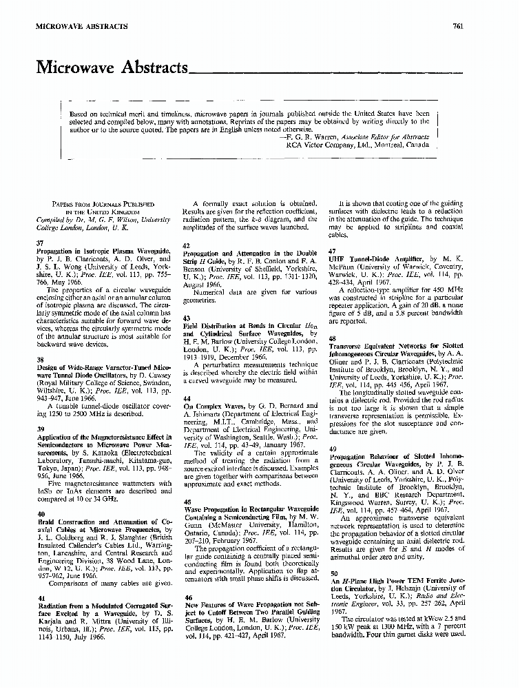 Microwave Abstracts, December, 1967 | IEEE Journals & Magazine | IEEE ...