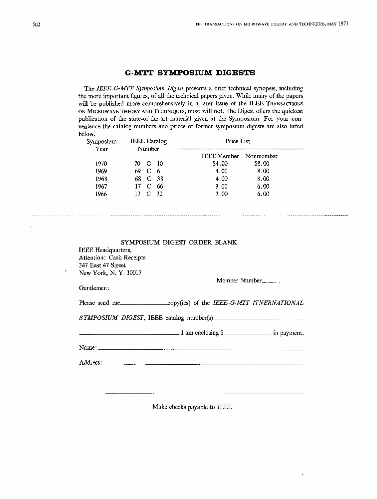 Symposium Digest order blank | IEEE Journals & Magazine | IEEE Xplore