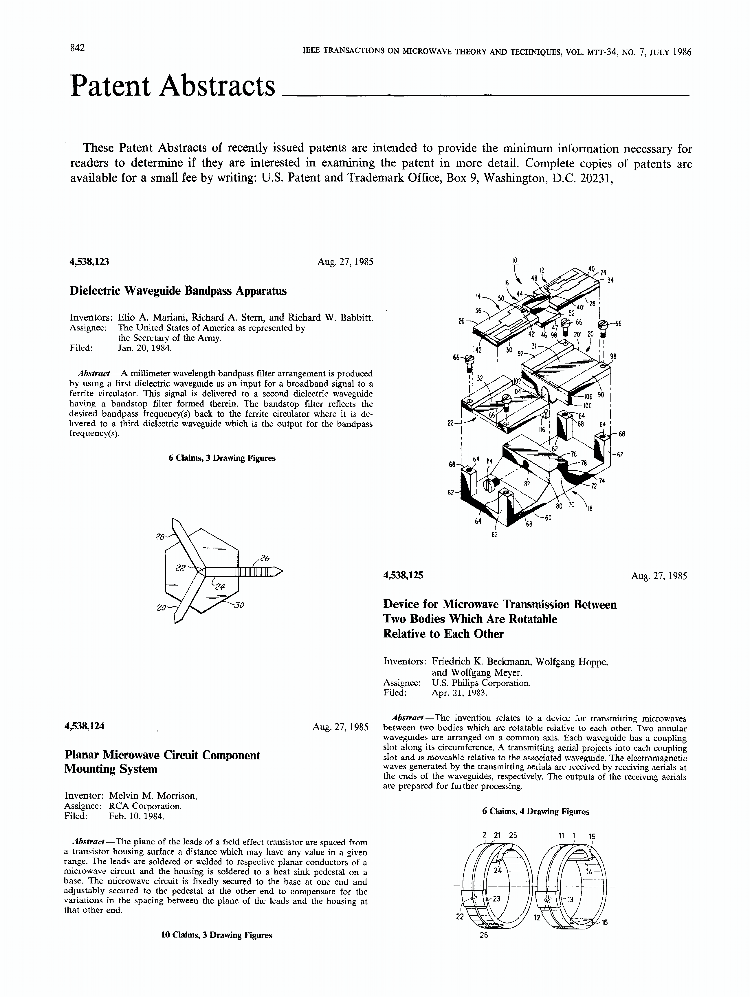 Patent Abstracts, (Jul. 1986 [T-MTT]) | IEEE Journals & Magazine | IEEE ...