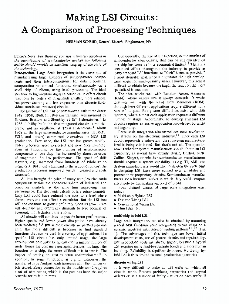 Making Lsi Circuits A Comparison Of Processing Techniques Ieee Journals And Magazine Ieee Xplore