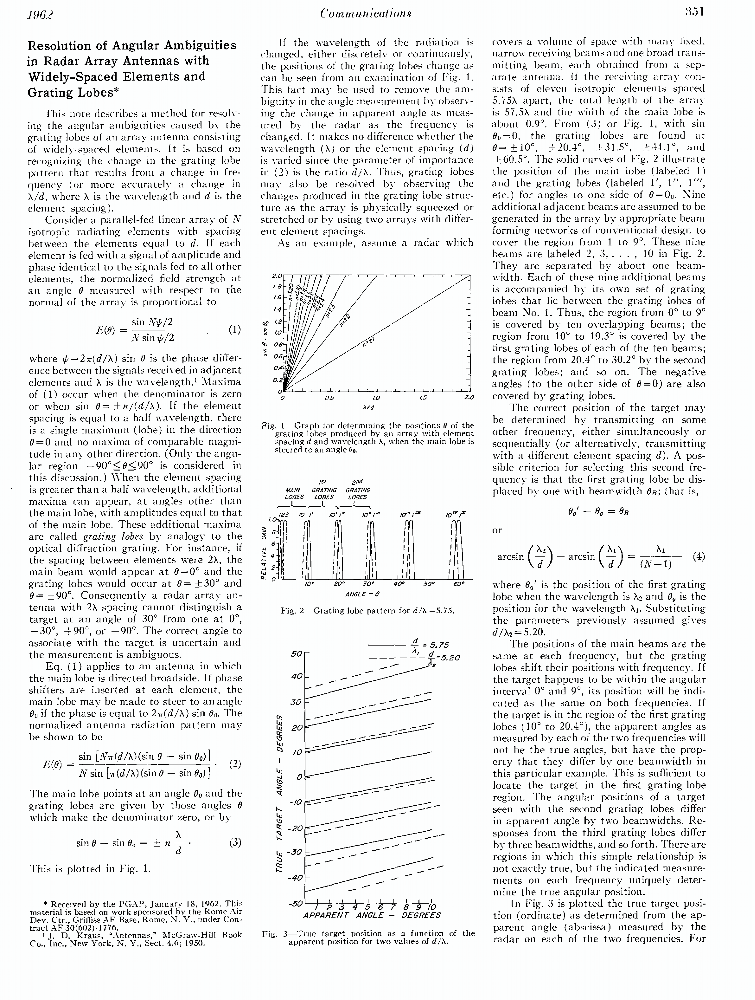 Resolution of angular ambiguities in radar array antennas with widely ...