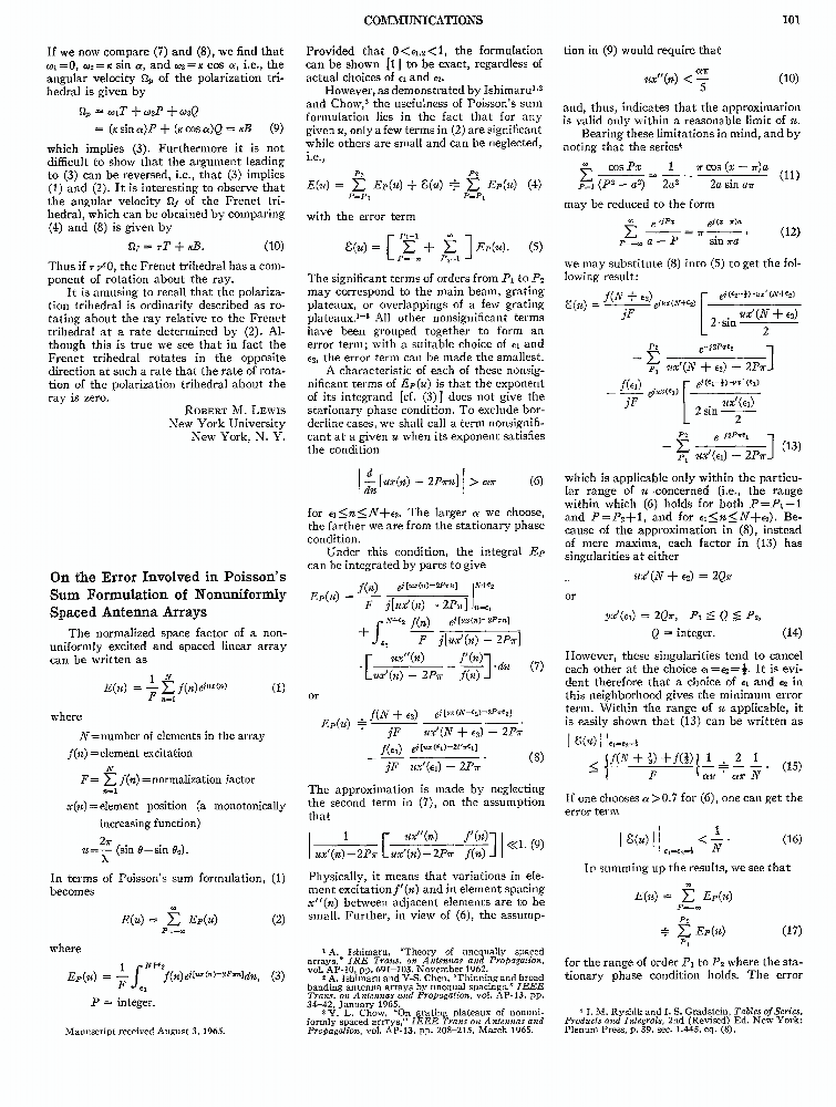 On The Error Involved In Poissons Sum Formulation Of Nonuniformly Spaced Antenna Arrays Ieee
