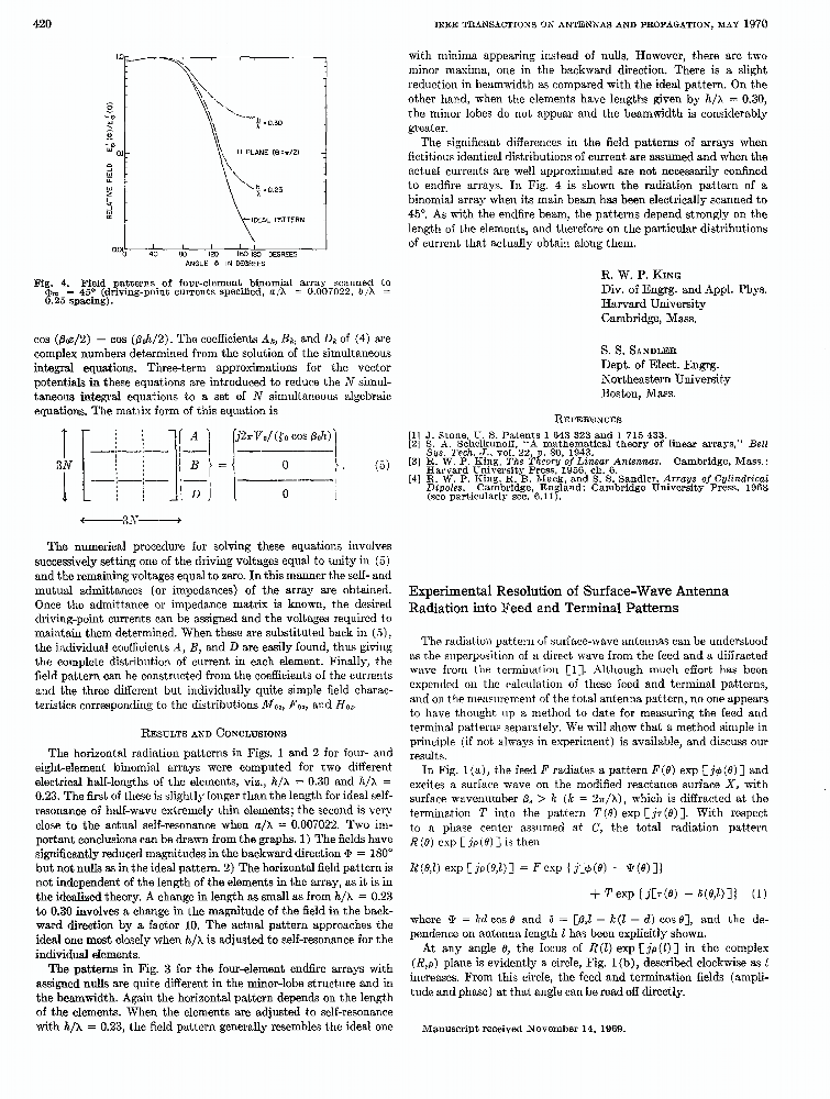 Experimental resolution of surface-wave antenna radiation into feed and ...