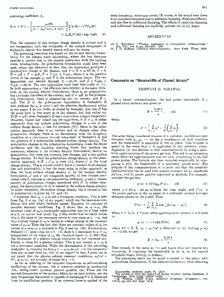 Comments on "Beamwidth of phased arrays" | IEEE Journals & Magazine | IEEE Xplore