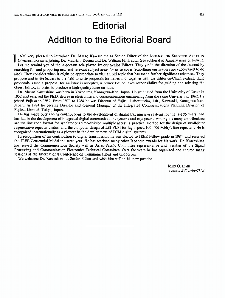 Editorial: Addition to the Editorial Board | IEEE Journals & Magazine ...