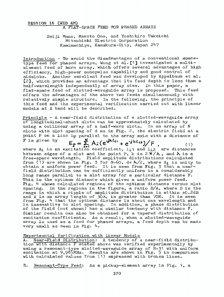 A flat-space feed for phased arrays | IEEE Conference Publication | IEEE Xplore