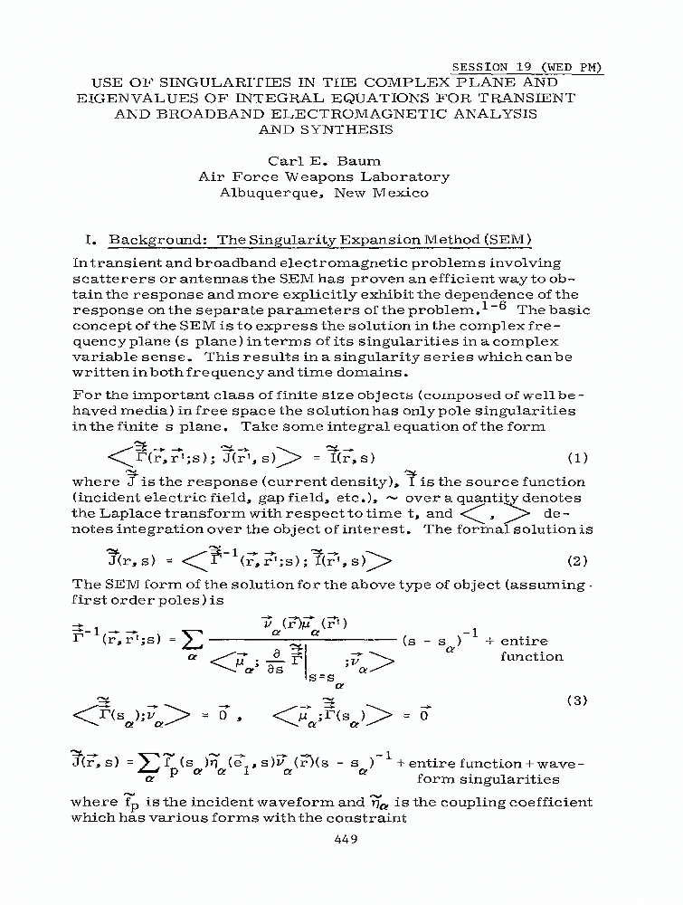 Use of singularities in the complex plane and eigenvalues of integral ...