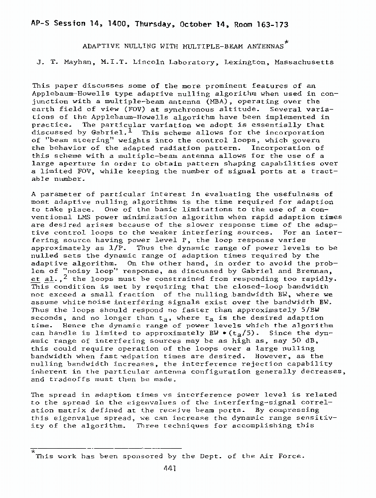 Adaptive nulling with multiple-beam antennas | IEEE Conference ...