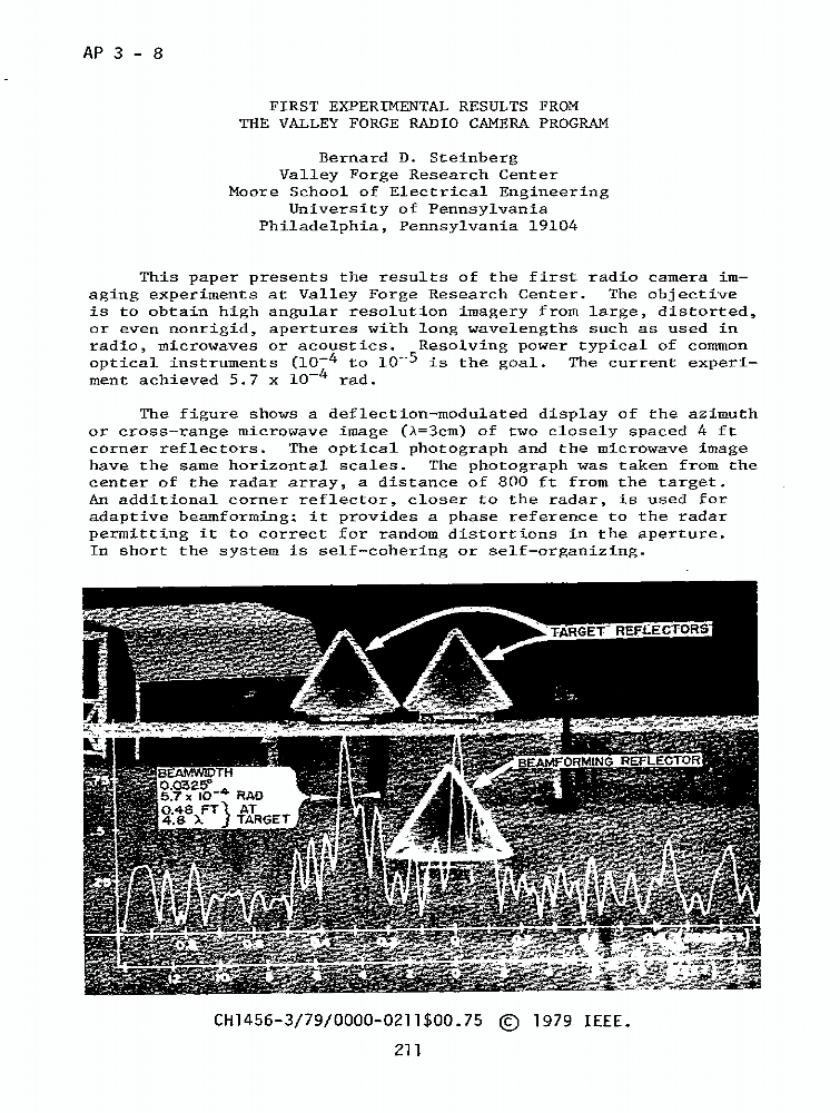 First experimental results from the Valley Forge radio camera program ...