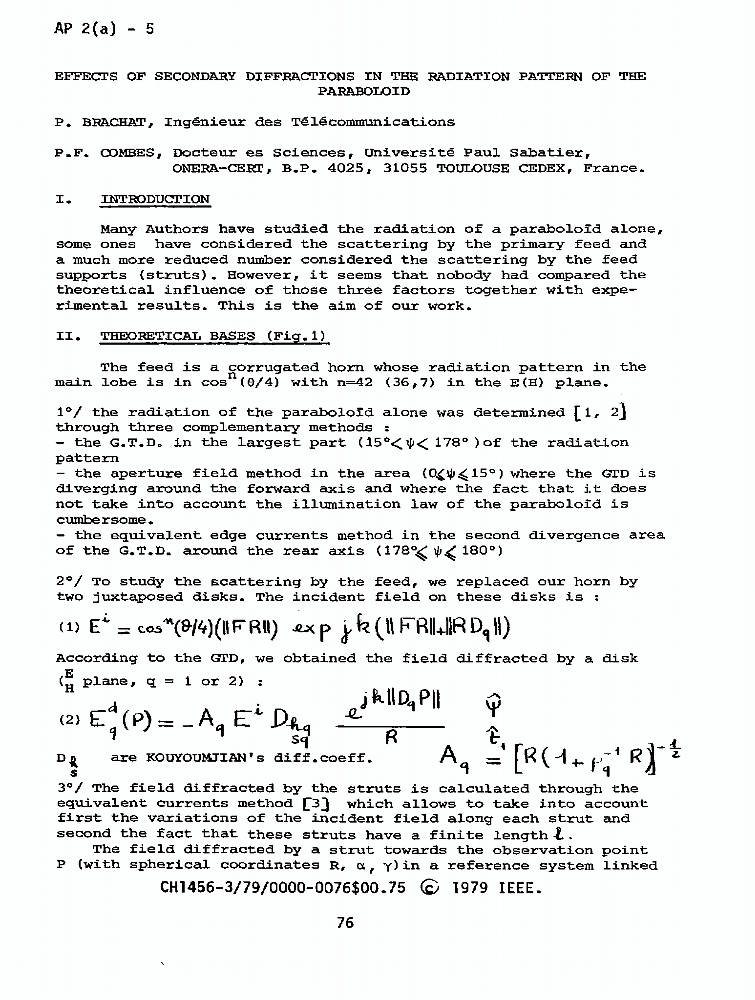 Effects Of Secondary Diffractions In The Radiation Pattern Of The Paraboloid Ieee Conference