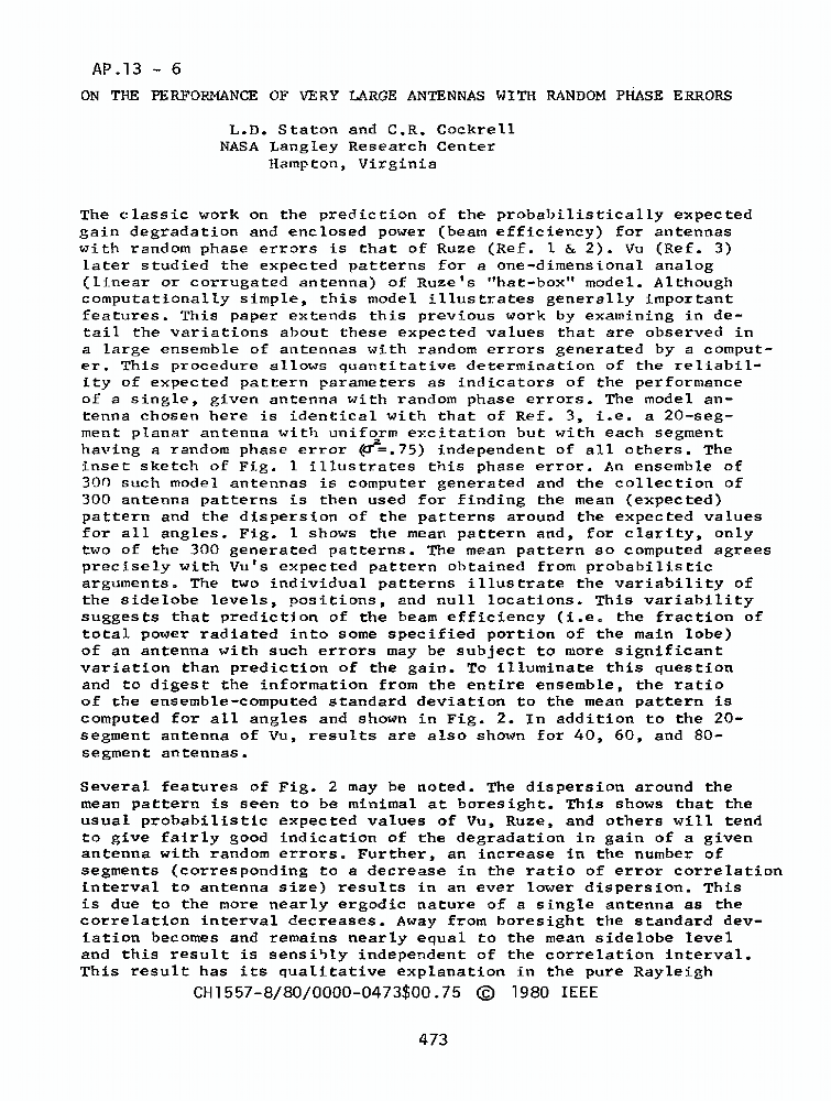 On The Performance Of Very Large Antennas With Random Phase Errors Ieee Conference Publication