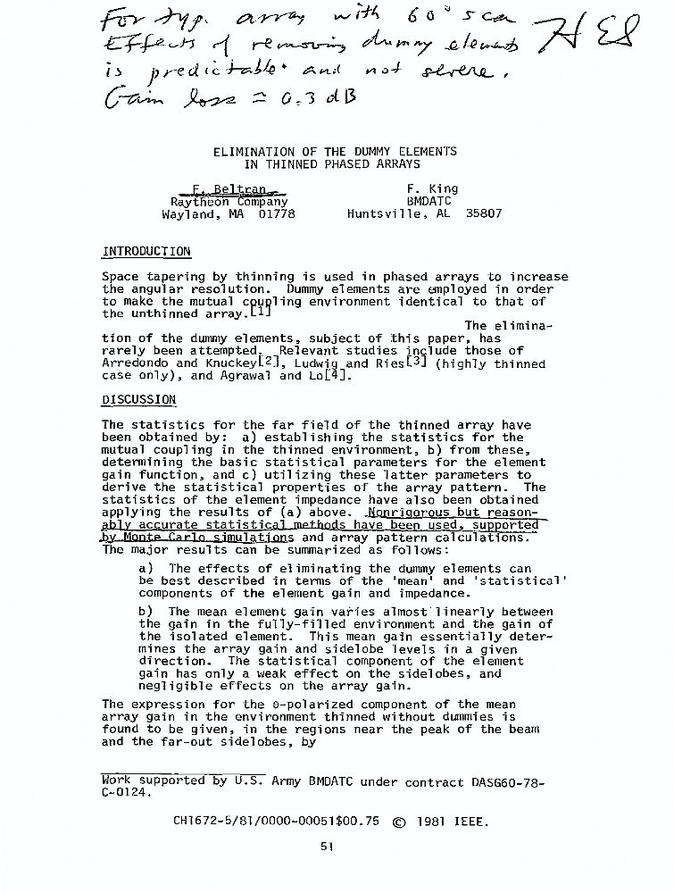 Elimination of the dummy elements in thinned phased arrays | IEEE ...
