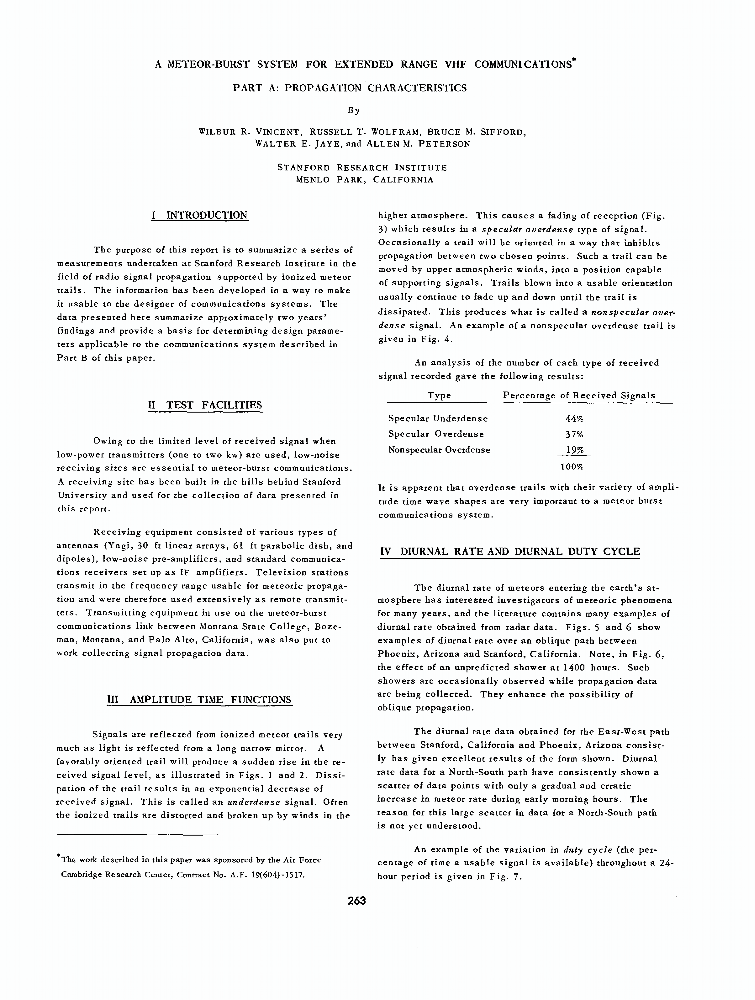 A Meteor-burst system for extended range VHF communications - Part A ...