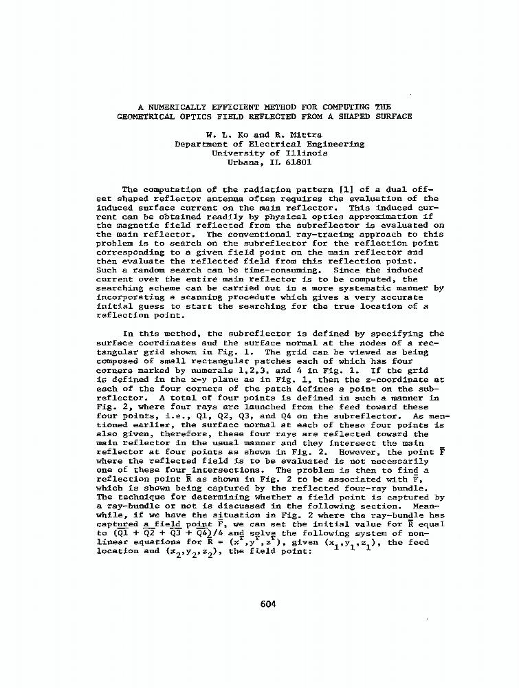 A numerically efficient method for computing the geometrical optics ...