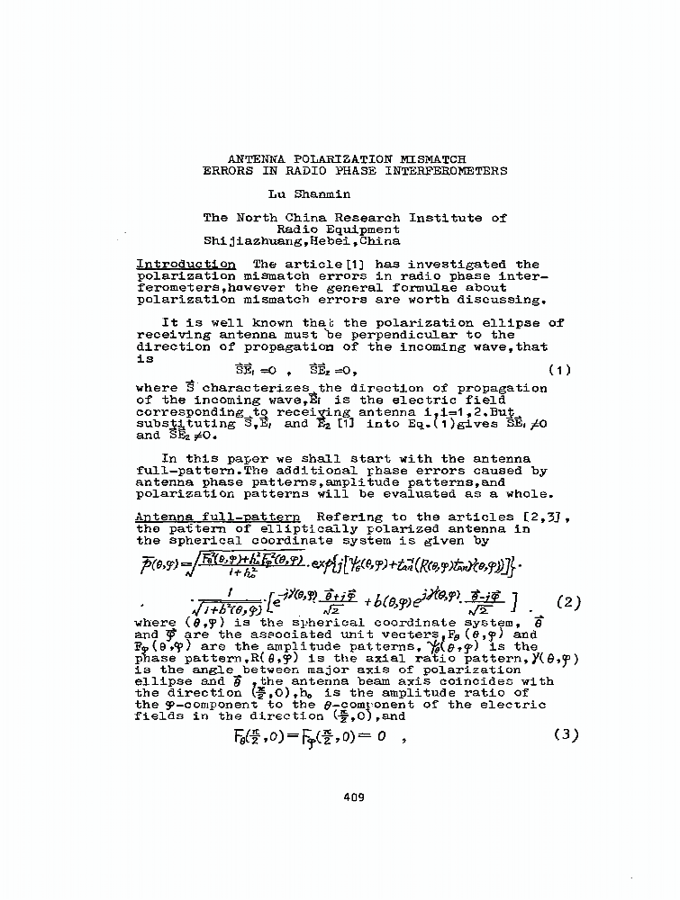 Antenna Polarization Mismatch Errors In Radio Phase Interferometers Ieee Conference