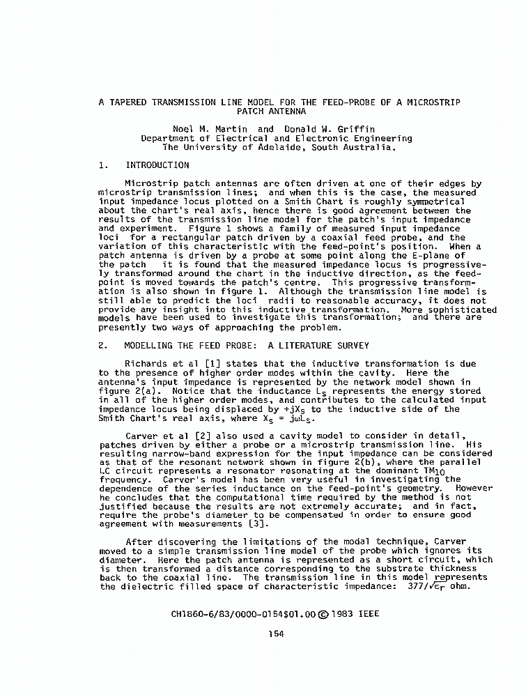 A tapered transmission line model for the feed-probe of a microstrip ...