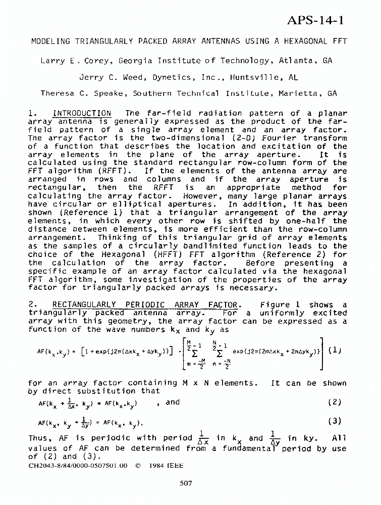 Modeling triangularly packed array antennas using a hexagonal FFT ...
