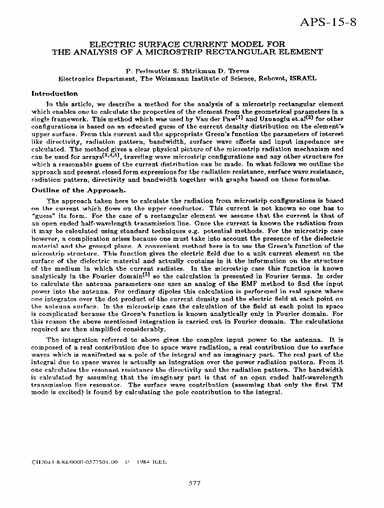 Electric surface current model for the analysis of a microstrip ...
