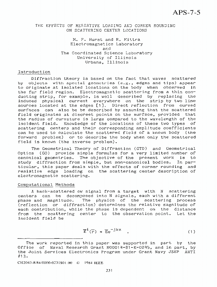 The effects of resistive loading and corner rounding on scattering ...