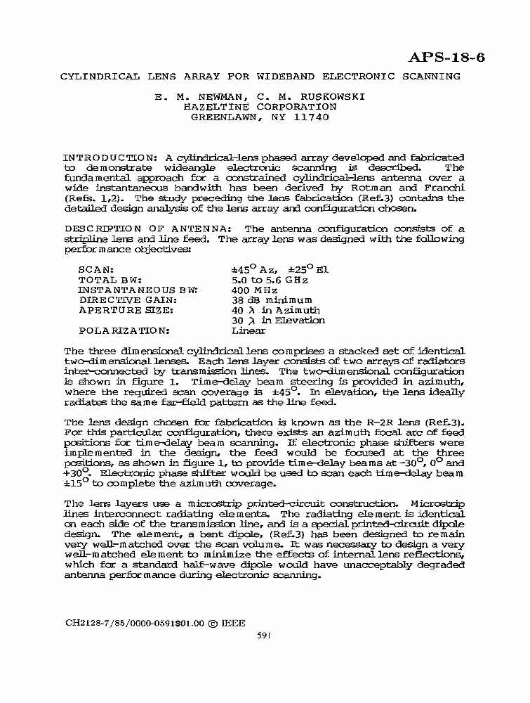 Cylindrical lens array for wideband electronic scanning | IEEE Conference Publication | IEEE Xplore