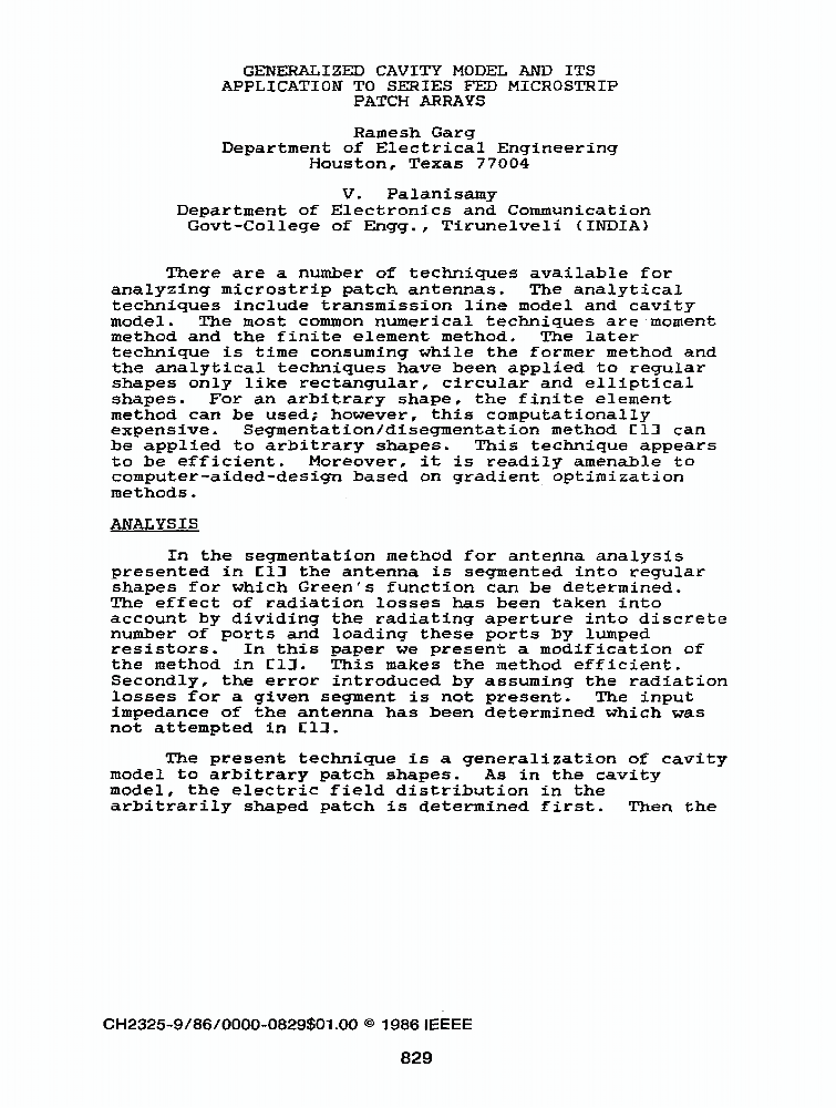 Generalized cavity model and its application to series fed microstrip ...