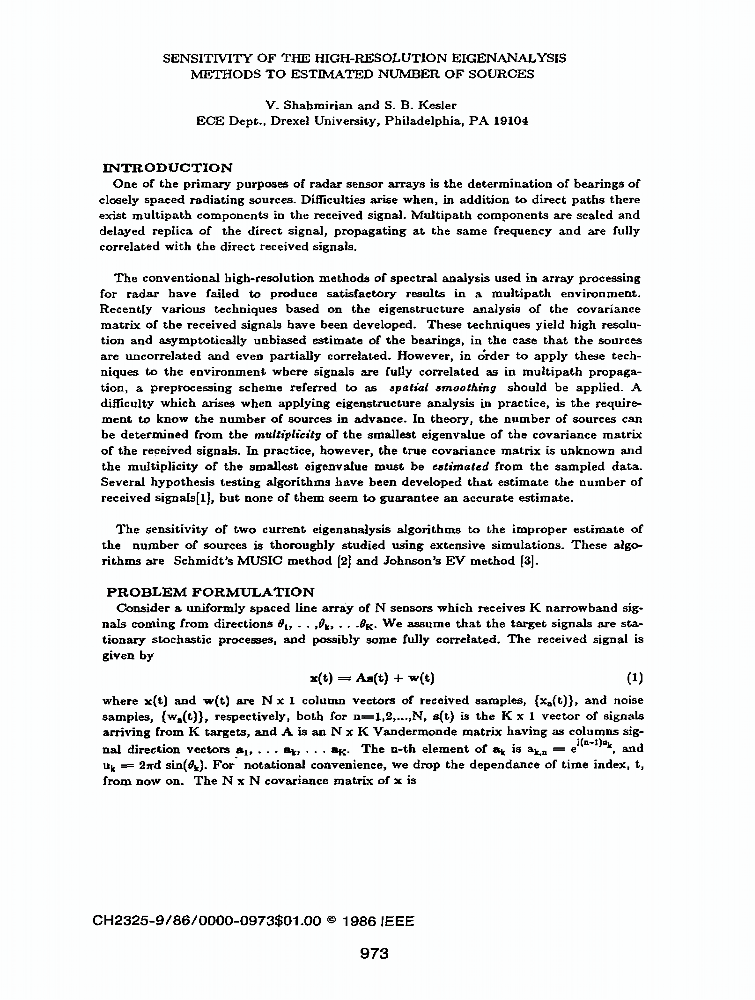 Sensitivity of the high-resolution eigenanalysis methods to estimated ...
