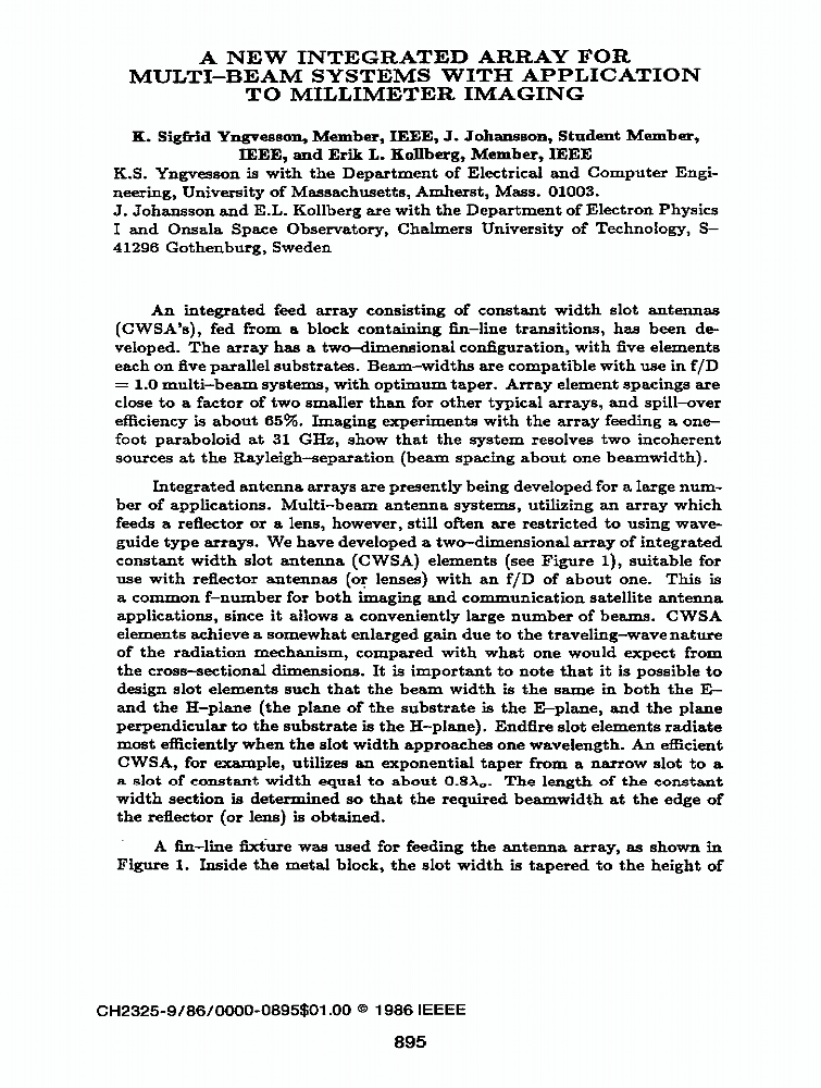 A new integrated array for multi-beam systems with application to ...