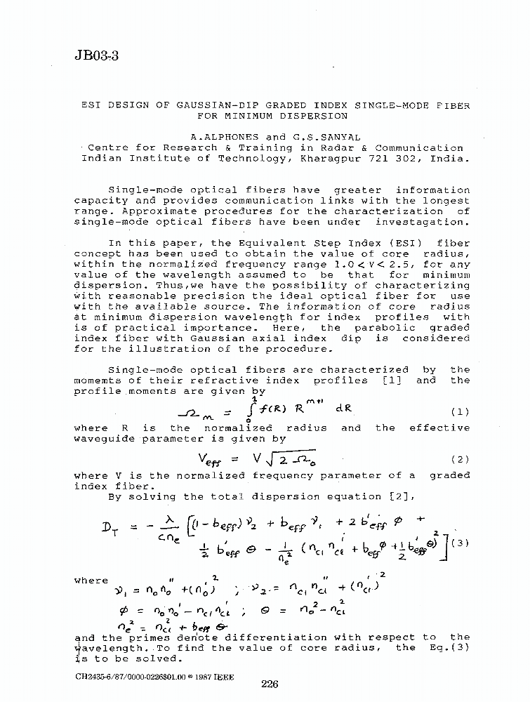 ESI design of gaussian-dip graded index single-mode fiber for a minimum ...