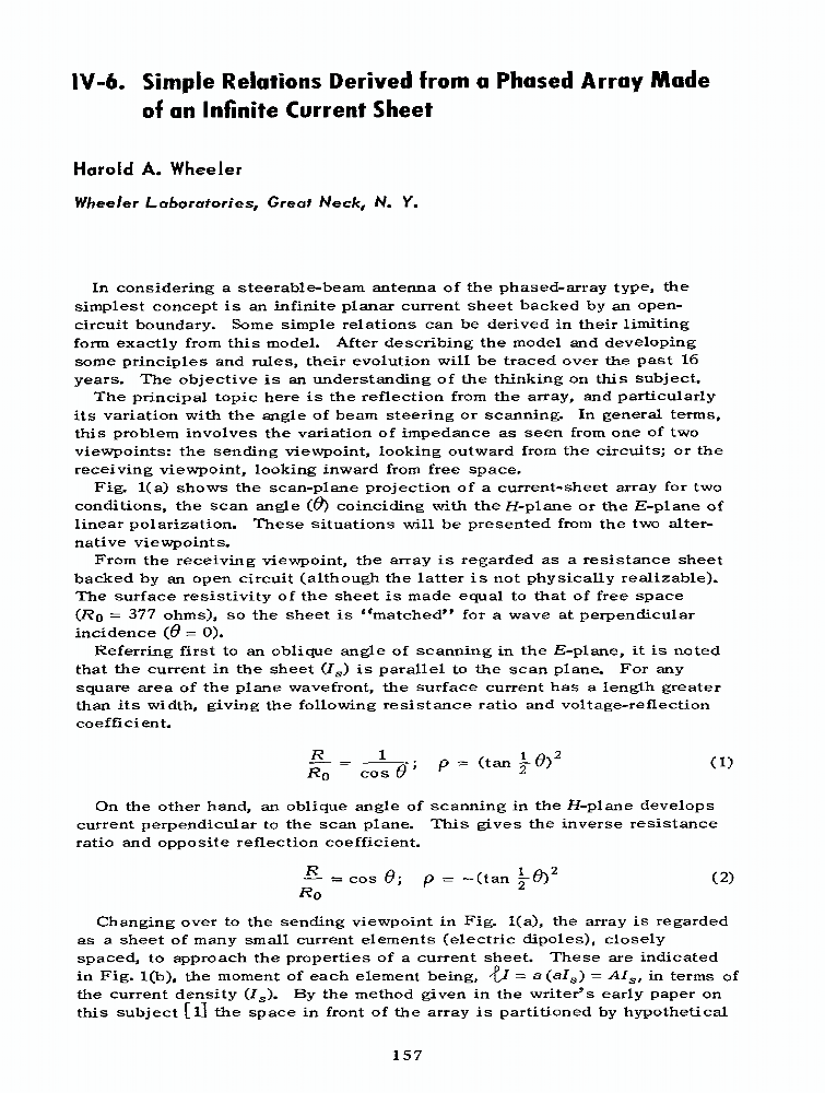 Simple relations derived from a phased array made of an infinite ...