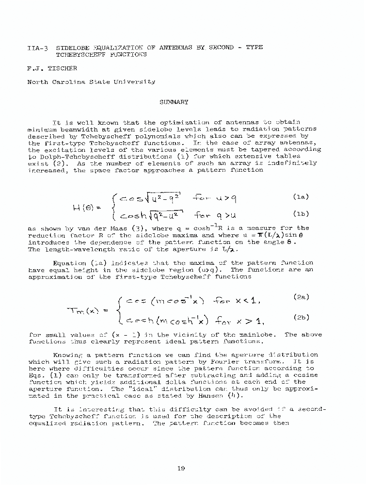 Sidelobe equalization of antennas by second - type Tchebyscheff ...