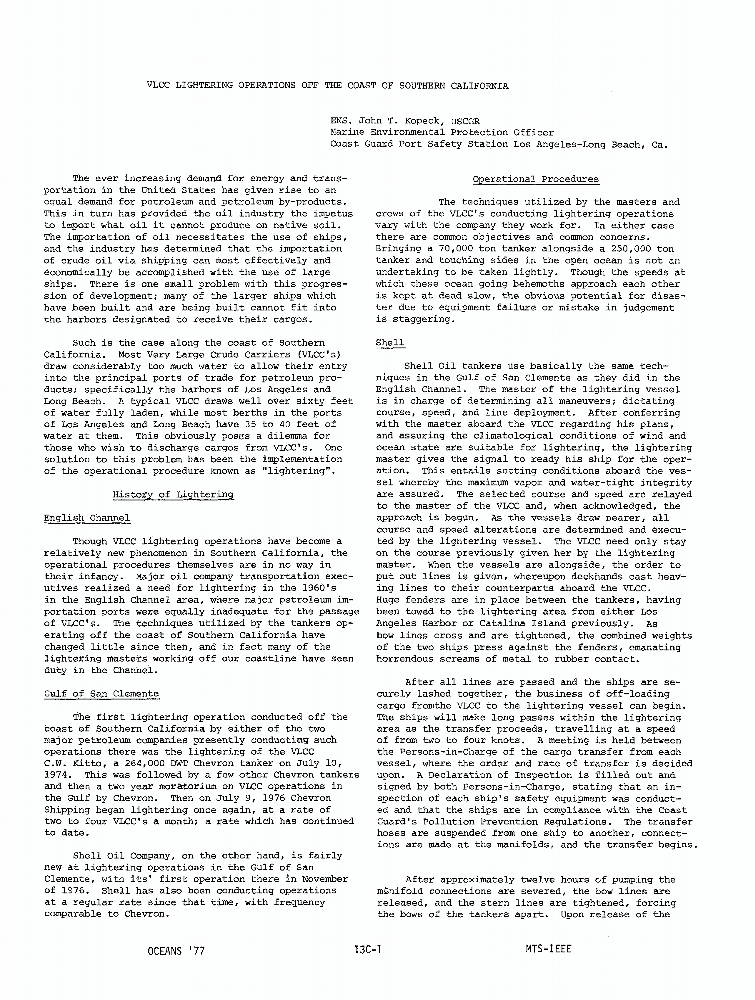 VLCC lightering operations off the coast of Southern California | IEEE ...
