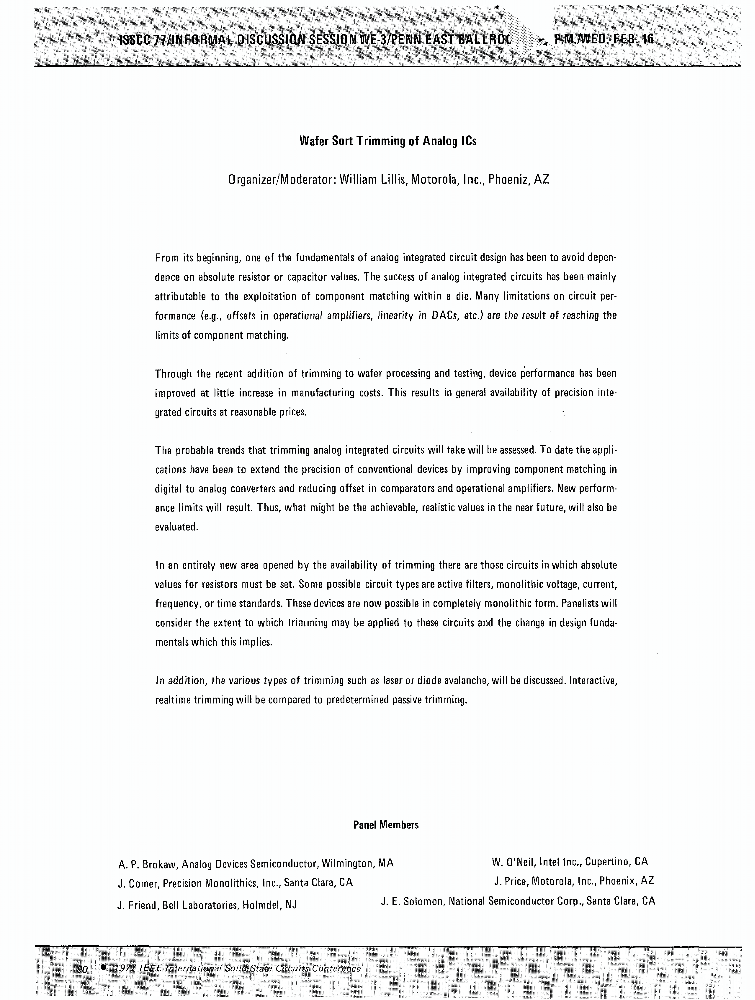 Wafer sort trimming of analog ICs | IEEE Conference Publication | IEEE ...